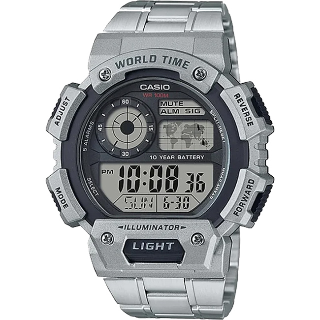 Standard Men's 100m World Time Digital Watch, AE-1400WHD-1AVDF - Binuns ...