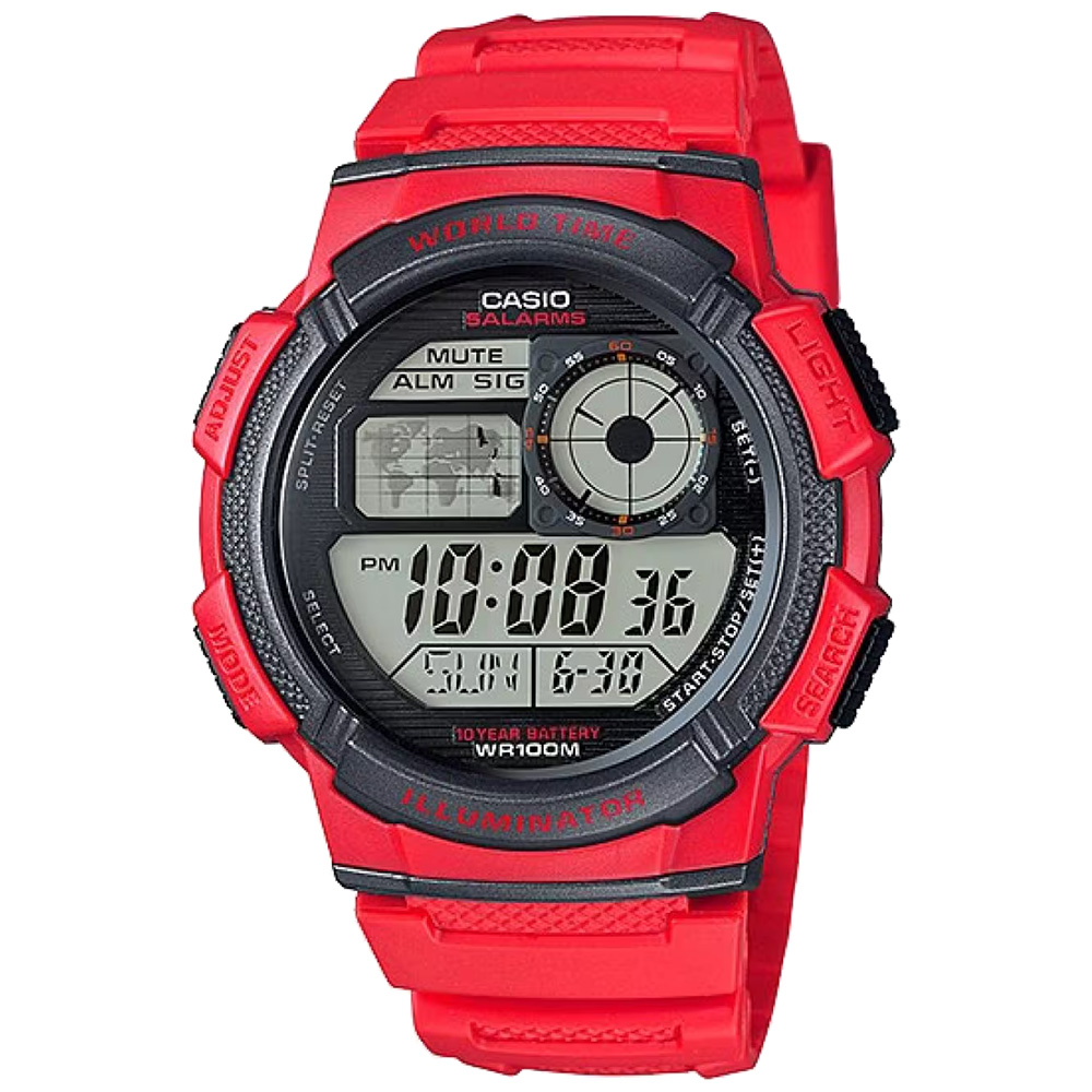 Standard World Time 100m Mens Digital Wrist Watch, AE-1000W - Binuns ...