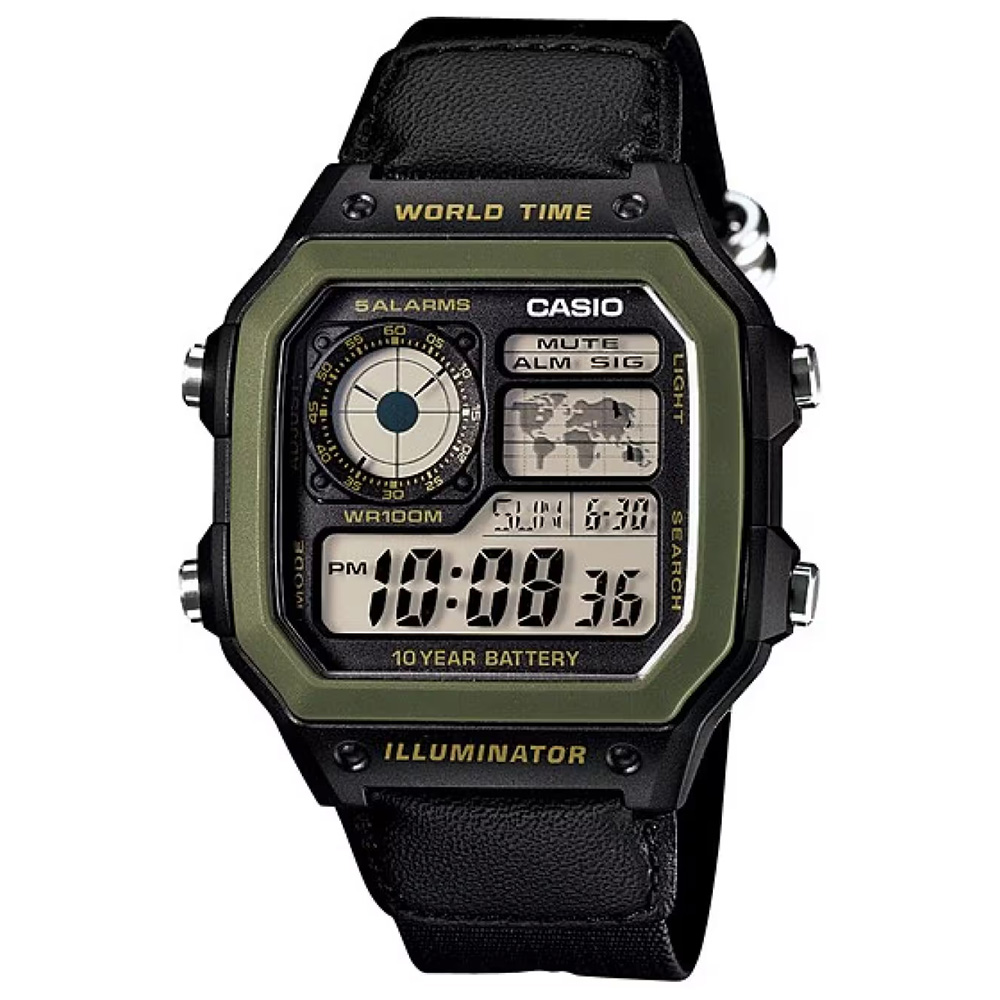 Standard Men's 100m World Time Digital Wrist Watch, AE-1200WHB - Binuns ...