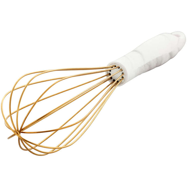 Gold Large Balloon Whisk With Marble Handle - Binuns South Africa