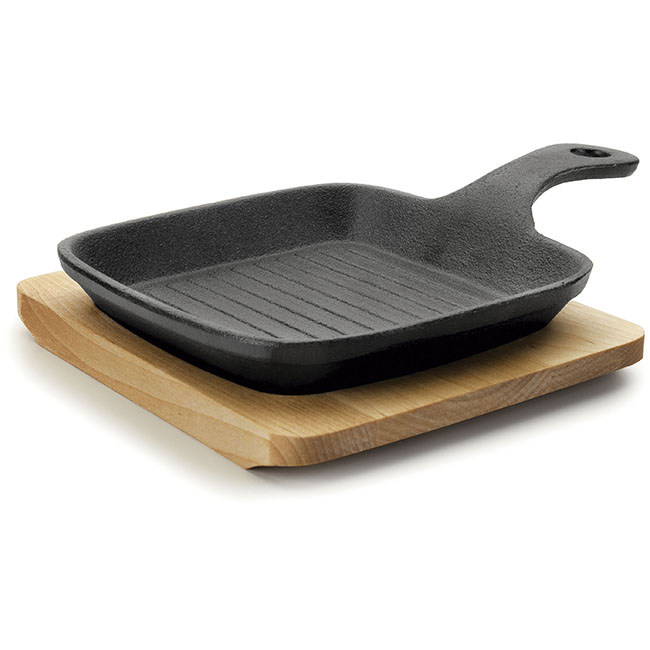 Magma Square Mini Grill On Wooden Serving Board - Binuns South Africa