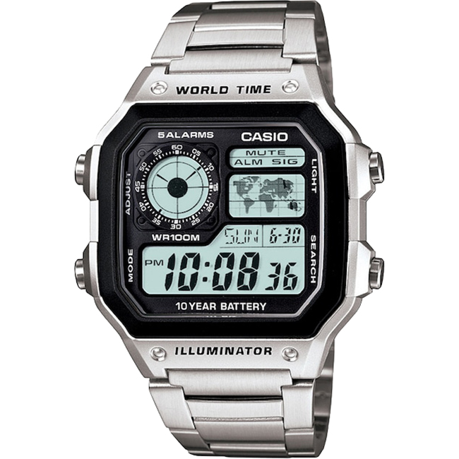 Standard Men's 100m Digital Wrist Watch, AE-1200WHD-1AVDF - Binuns ...