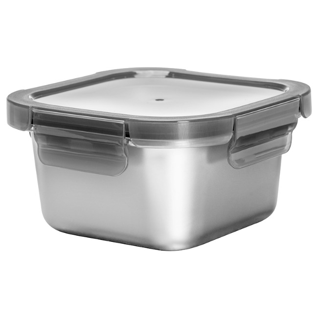 Stainless Steel Square Food Storage Container With Lid, 600ml - Binuns ...